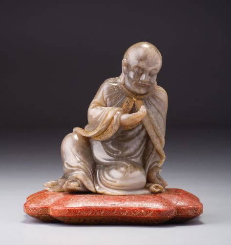 An exceptional soapstone figure of a luohan by Zhou Bin, Qing dynasty ...