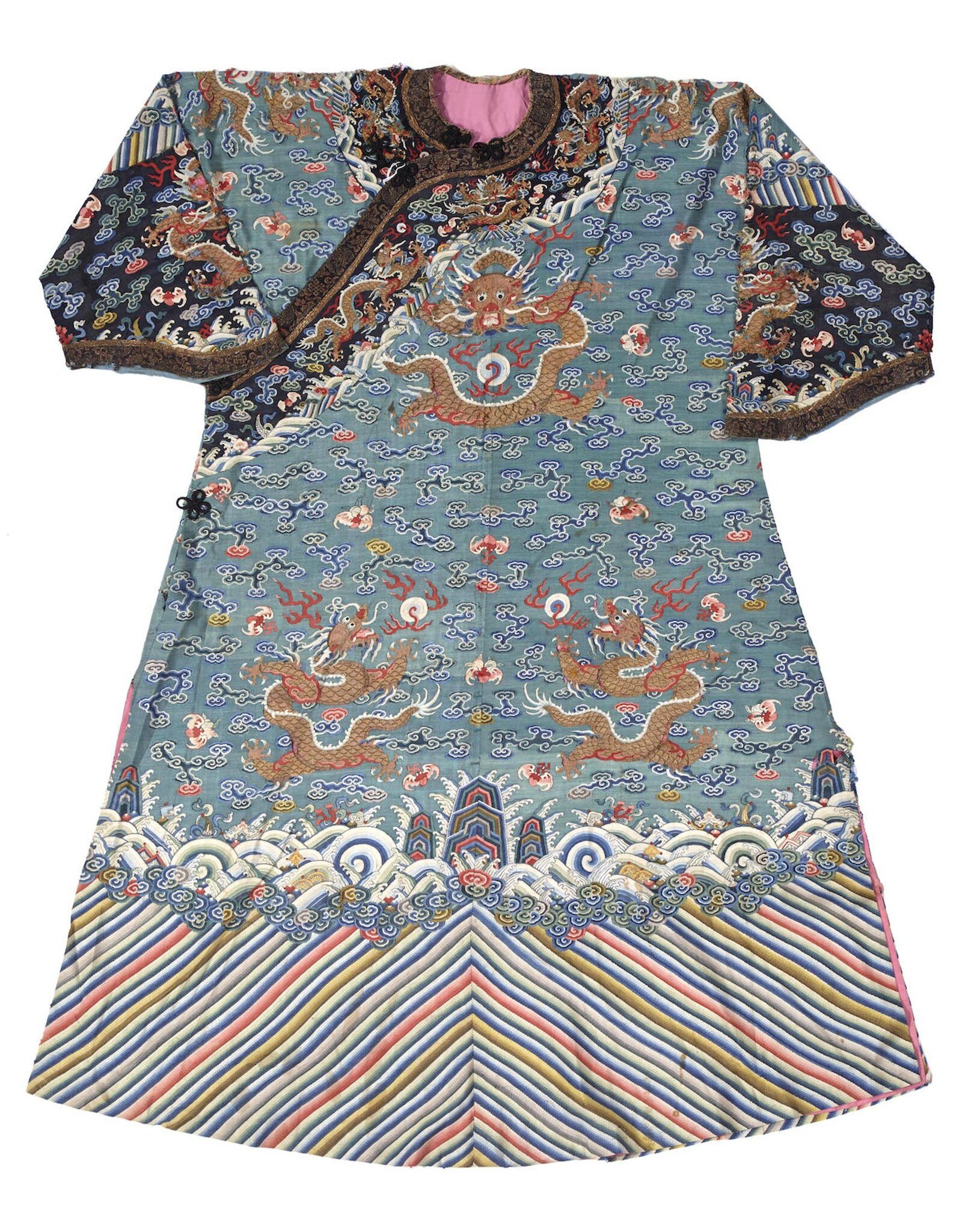 A kesi-woven green silk ground dragon robe, 19th century - Alain.R.Truong