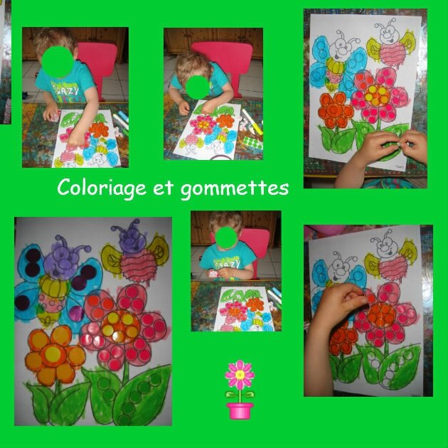 Gommette et coloriage - Une nounou à la montagne