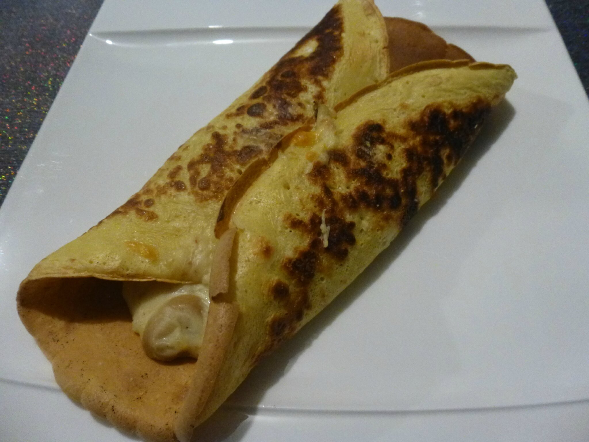 Crêpes à la béchamel, jambon, champignons et fromage - Fish Custard