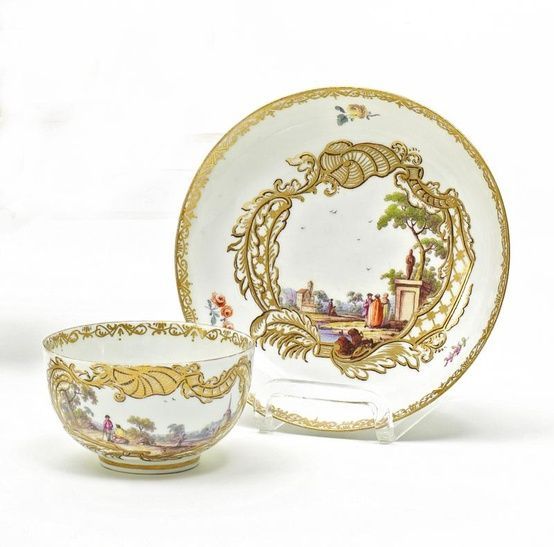 Cup and Saucer with Landscape Scenes. Meissen. Circa 1740-45. - Alain.R ...