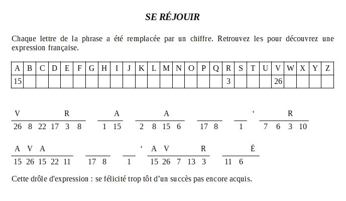 Jeu : Cryptogramme - ESPACE TUILERIE - Centre Social - Ville de Montchanin