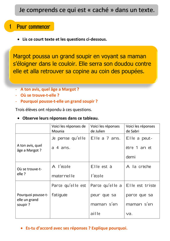 Mini - Fichier "Je comprends ce qui est caché dans un texte" - La classe de TruKbidule