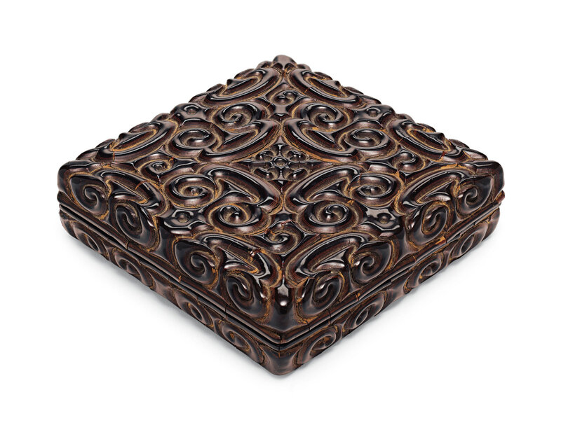 A black and red tixi lacquer shallow square box and cover, Yuan-Ming ...