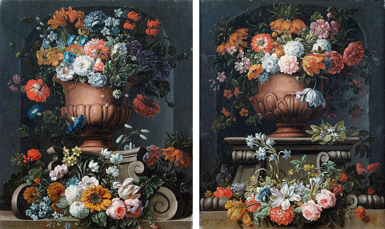 Gaspar Peeter Verbruggen (Anvers 1664-1730), Bouquets de fleurs dans ...
