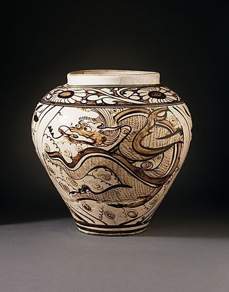 Jar (Ping) with Dragon and Clouds. China, Hebei or Henan Province, Yuan ...