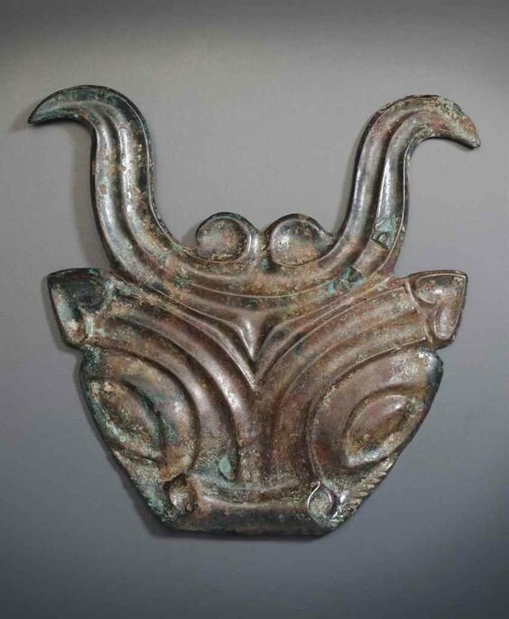 A very rare and important bronze horse harness frontlet, Northwest ...