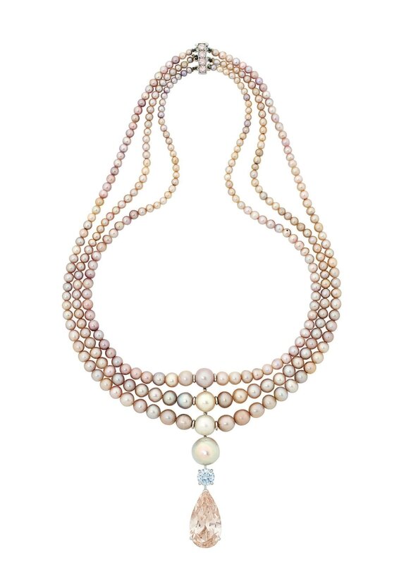 A magnificent coloured diamond and natural pearl necklace, by Cartier ...
