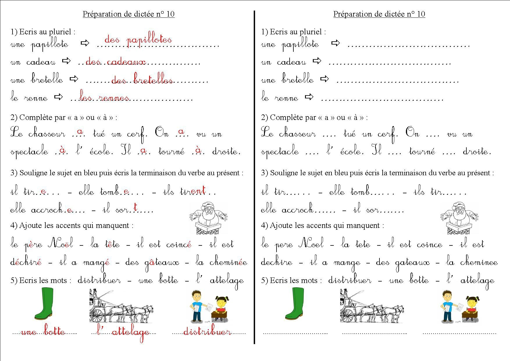 Préparation de dictée n° 10 CE2 - La classe des CE de Villebois