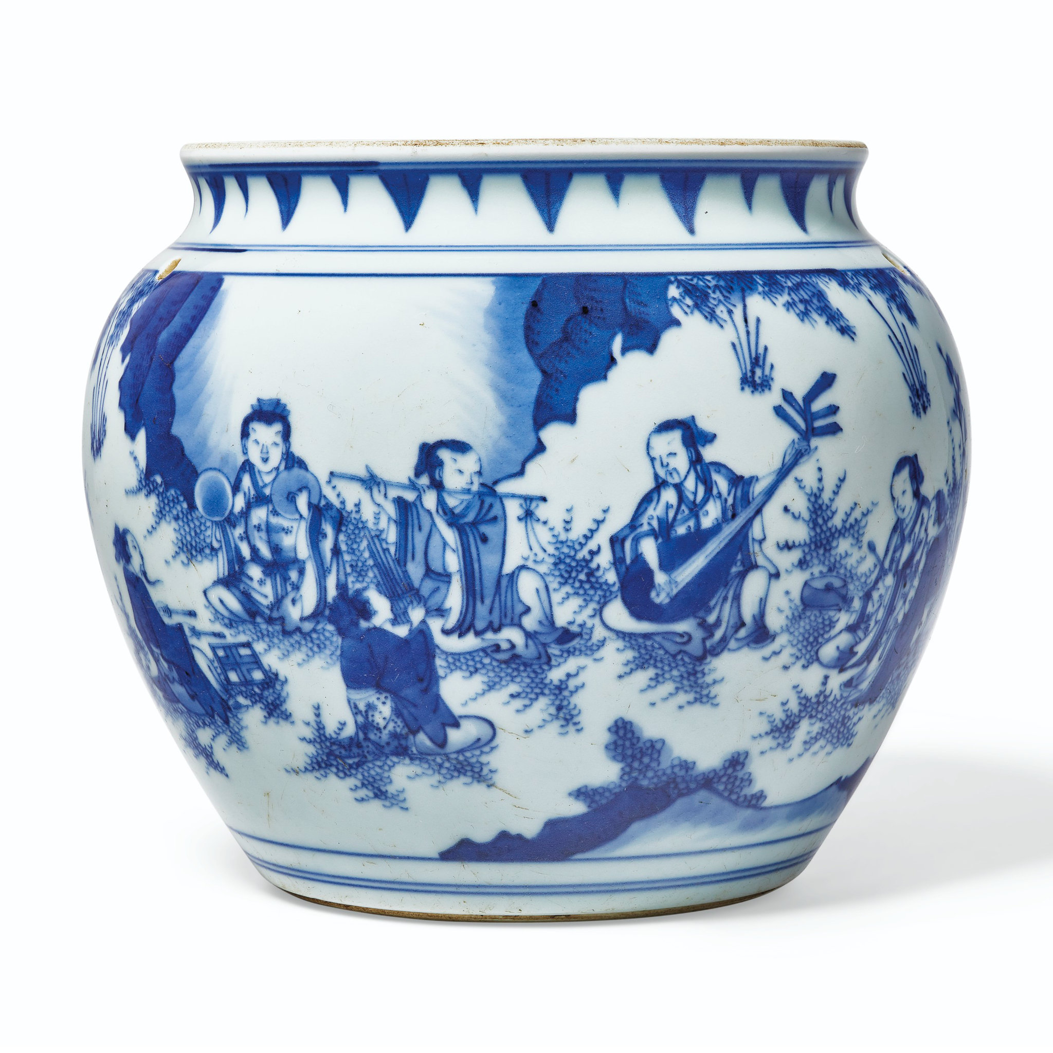 A blue and white ovoid jar, Chongzhen period, circa 1640 - Alain.R.Truong