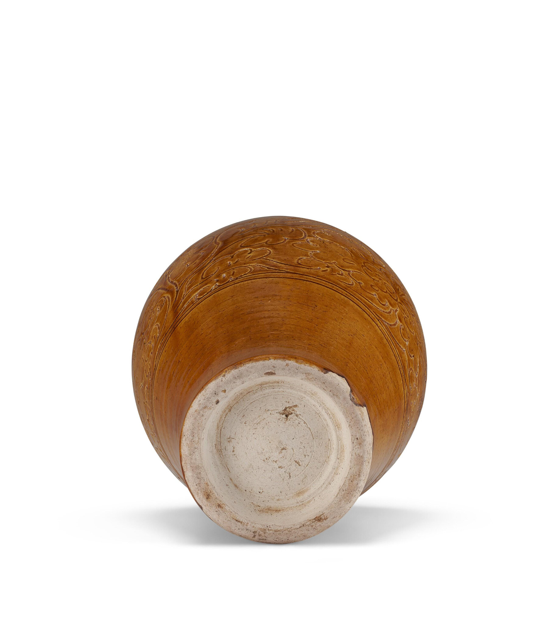 A carved amber-glazed vase, meiping, Liao dynasty (907-1125) or later ...