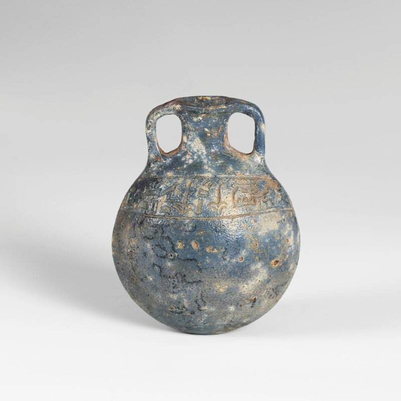 Flask with two handles, Ancient Egypt, New Kingdom, Dynasty XVIII ...