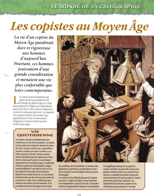 Les Copistes au Moyen Âge - L'association Emily Calligraphy