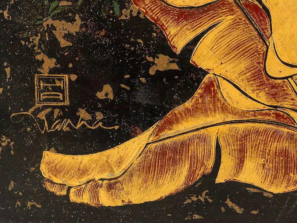 Tran Van Ha (b. 1911), Riverside, Lacquer Painting, Vietnam, 20th ...