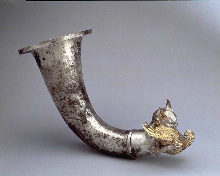 Parthian Silver Rhyton with a Caracal Cat and a Fowl, Late 1st century ...