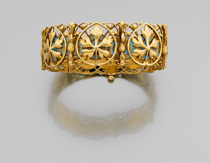 An enamel and gold bracelet by Alexis Falize, circa 1880 - Alain.R.Truong