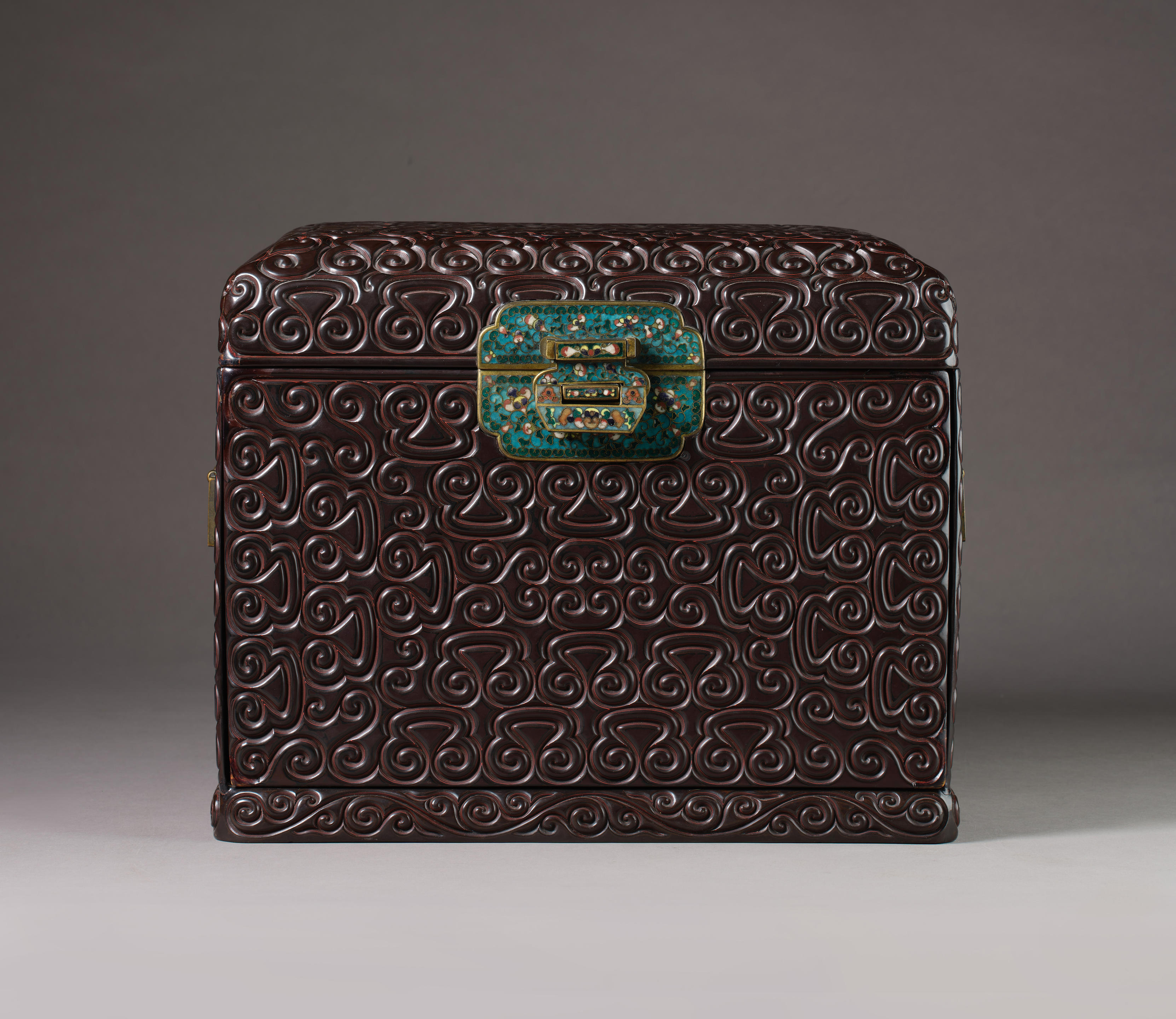 An extremely rare and finely carved tixi lacquer cabinet, Guanpixiang ...