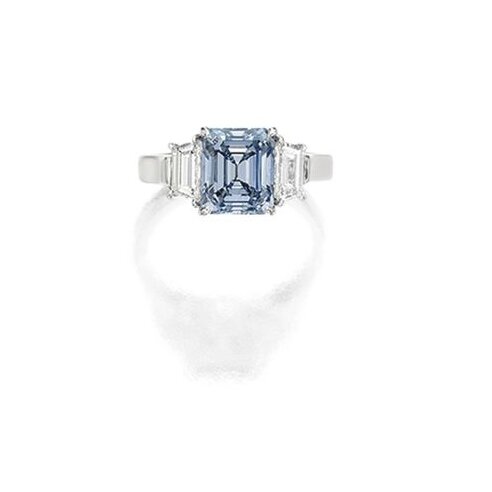 Exquisite Fancy Intense Blue Diamond and Diamond Ring - Alain.R.Truong
