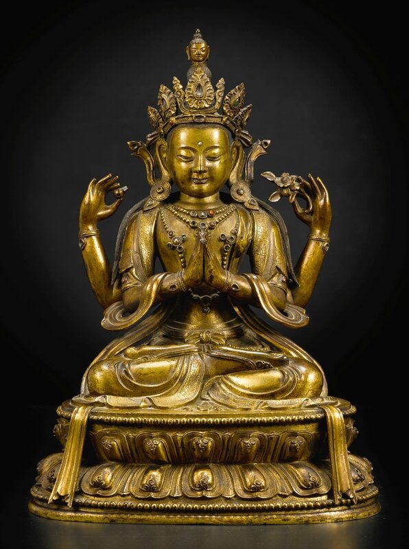 A rare and finely cast gilt-bronze figure of Shadakshari ...