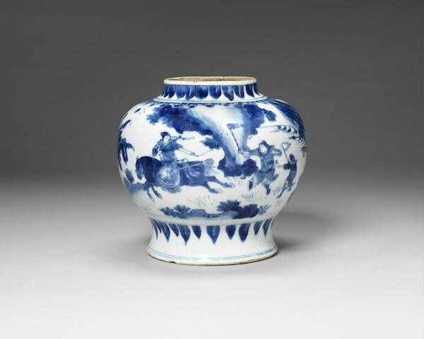 An unusual blue and white baluster jar, Chongzhen - Alain.R.Truong