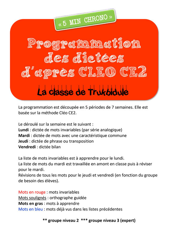 Dictées CE2 d'après CLEO - La classe de TruKbidule