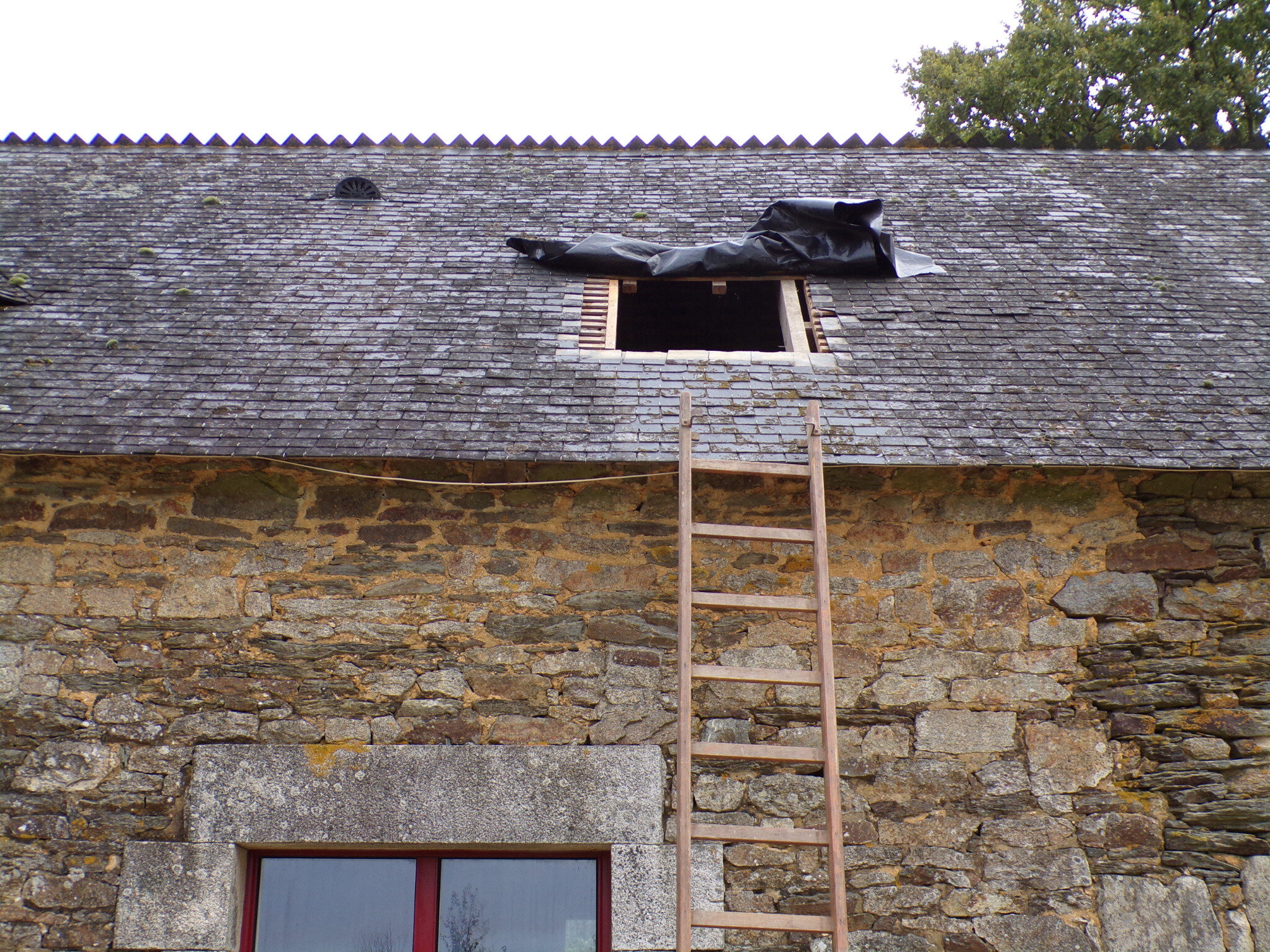 Pose du dernier chassis. - TREVENALEUC, un manoir breton