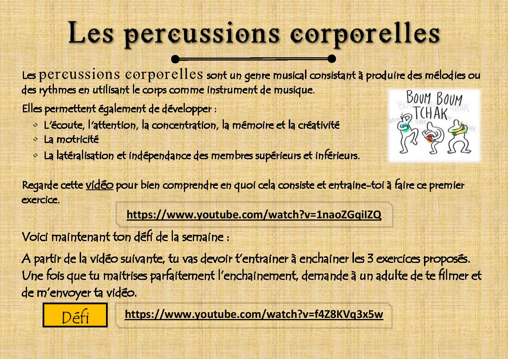 Les percussions corporelles - La classe de TruKbidule