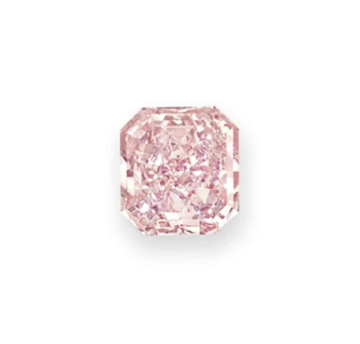 A cut-cornered rectangular-cut fancy intense pink diamond, by Harry ...