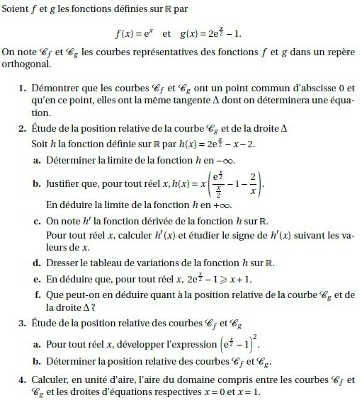 Terminale S - Exercices de bac corrigés - Fonction exponentielle - Nextschool