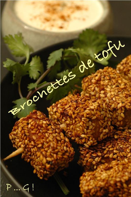Et enfin ! Le tofu top du top ! BROCHETTES DE TOFU EN ROBE DE SESAME ...