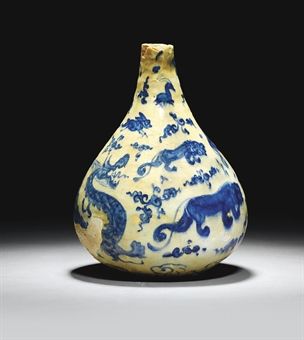 A late Timurid Blue and White Pottery Vase, probably Nishapur, North ...