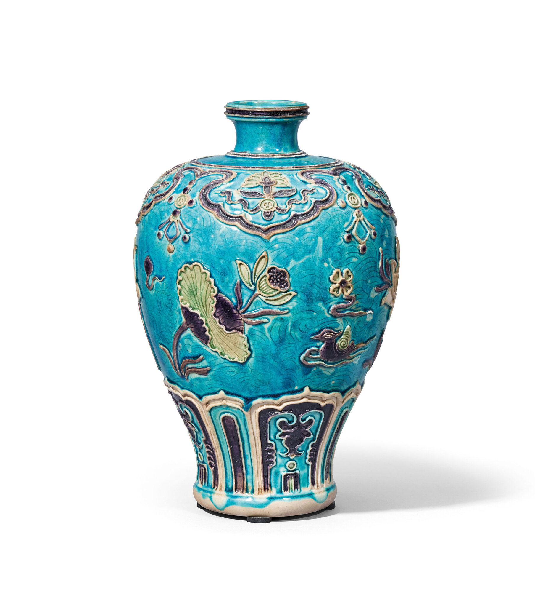 A Fahua ‘lotus pond’ vase, meiping, Ming dynasty, 15th-16th century ...