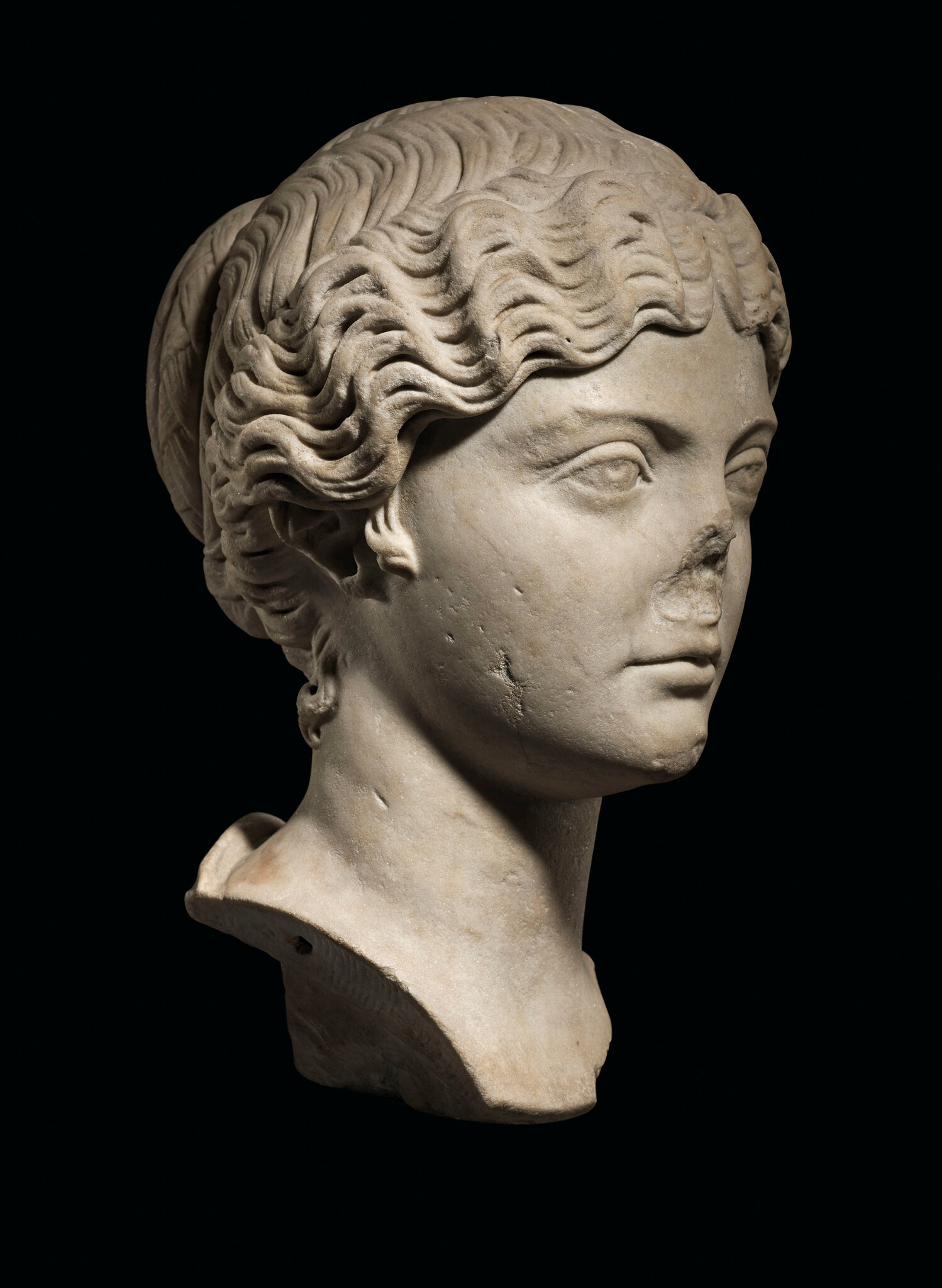 A Roman marble portrait head of the Empress Faustina Minor, circa 161 ...