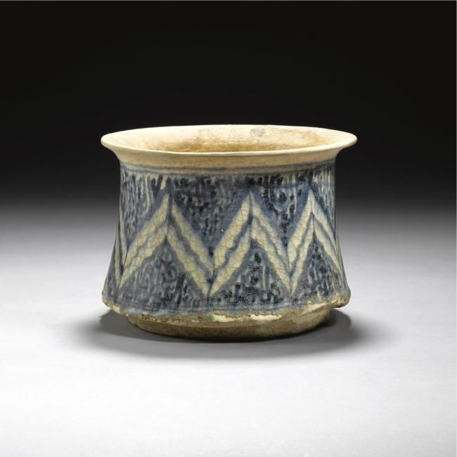 A Mamluk blue and white ceramic pot, Syria, late 14th-15th century ...