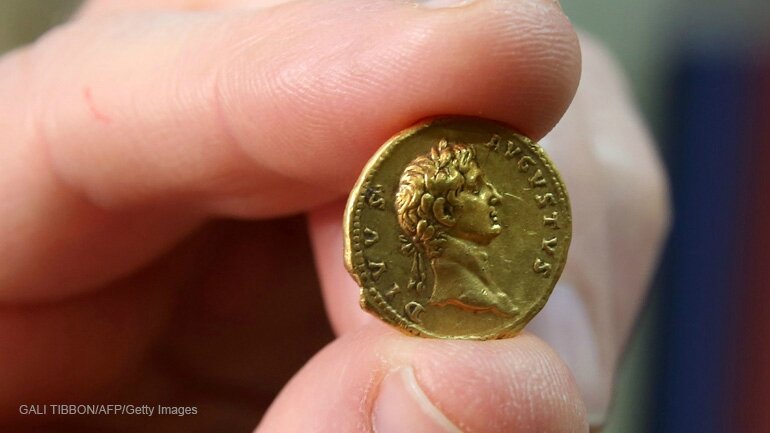 A hiker finds an extremely rare gold coin that bears the image of ...